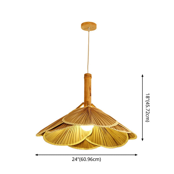 Modern Fan Ceiling Light Bamboo 1 Light Suspension Pendant in Wood for ...