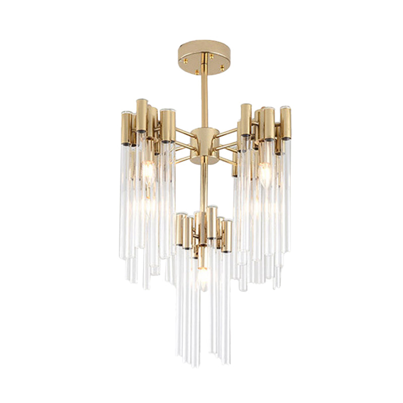 Brass Radial Hanging Lamp Traditional Fluted Crystal 5/9 Heads Dining ...
