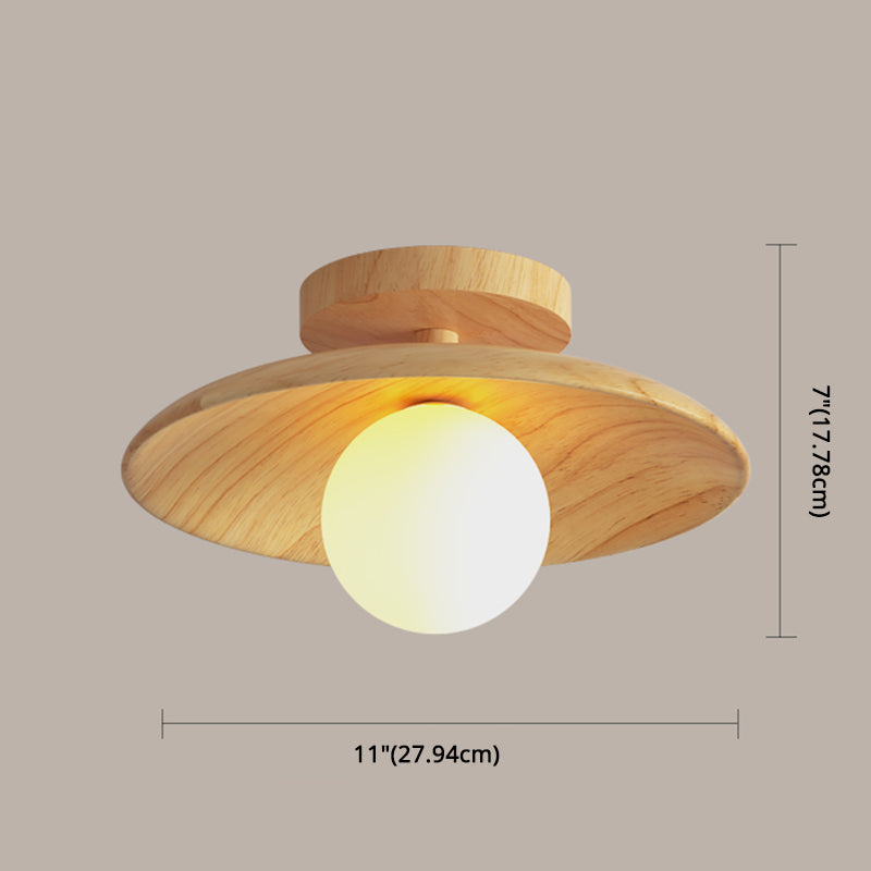 Modern Simplicity Wooden Ceiling Light 1-Light Mini Semi Flush Mount ...