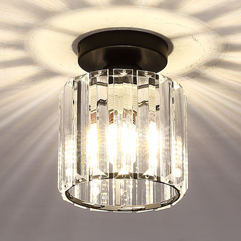 Modern Simplicity Ceiling Light Clear Striped Glass Shade Semi Flush ...