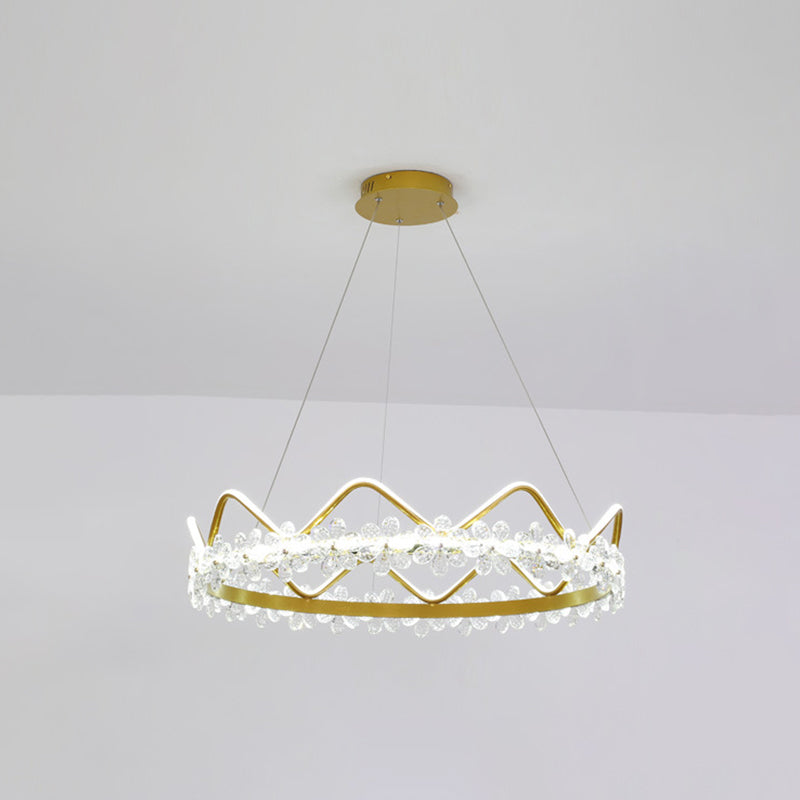 1 Light Crown Hanging Pendant Light Nordic Style Crystal Suspended ...