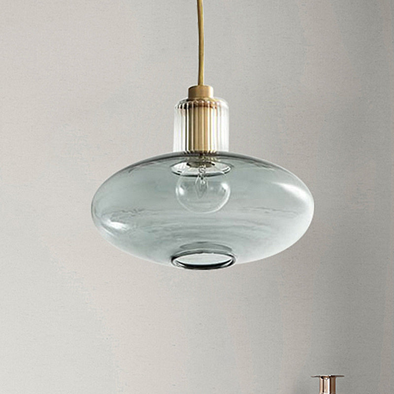 Oval Hanging Lamp Kit Modern Smoke Gray Glass 1 Head Brass Pendant ...
