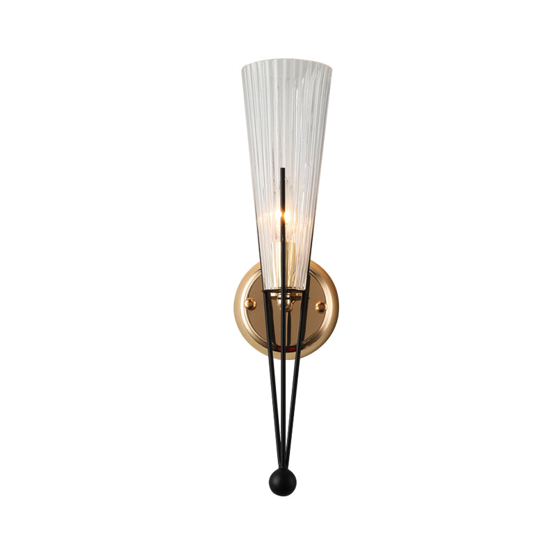 Black/Brass Torch Sconce Lighting 1 Light Modernism Metal and Clear ...