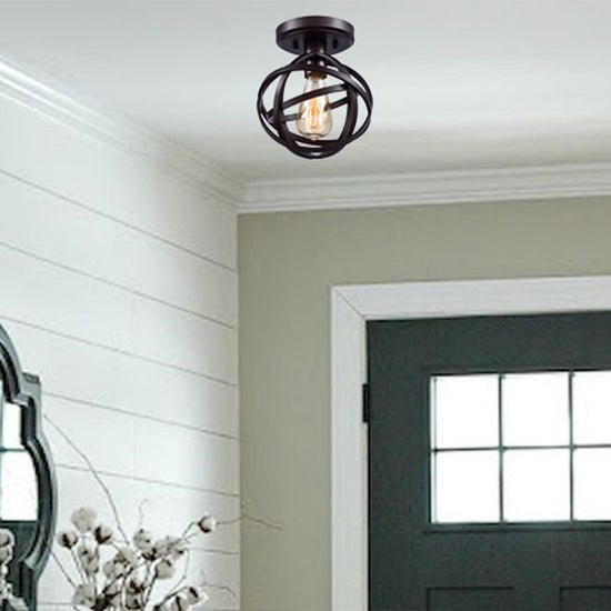 Atom Flush Mount Ceiling Light Retro Industrial Style 1 Light Metal ...