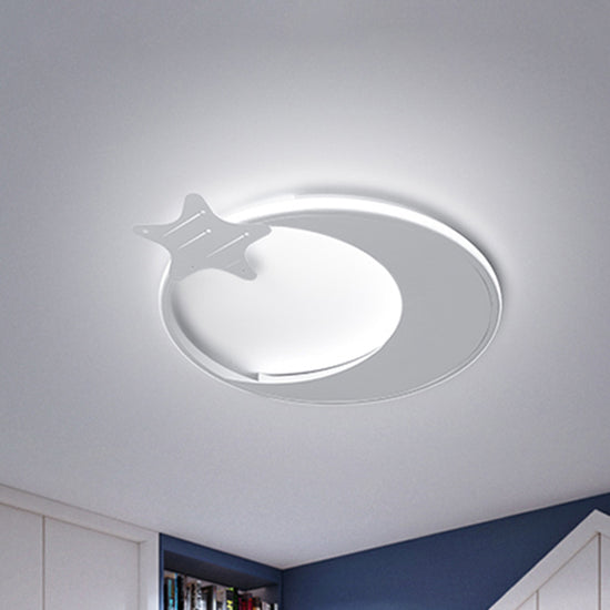 White Moon and Star Flush Mounted Light Modernism Led Ceiling Flush ...