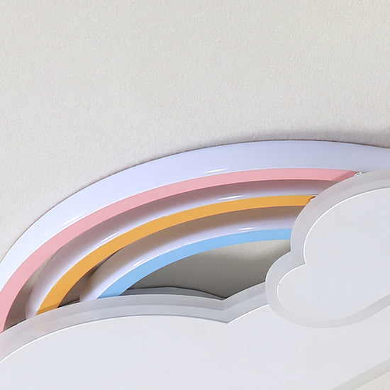 White/Pink Rainbow Cloudy Ceiling Light Cartoon Metallic LED Flush ...