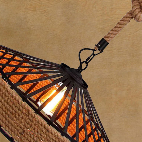 Metal Beige Hanging Light Fixture Drum Industrial Pendant Light Fixture ...