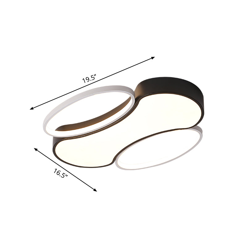 Bone Flush Mount Ceiling Light Modern Metal Black and White Led Living ...