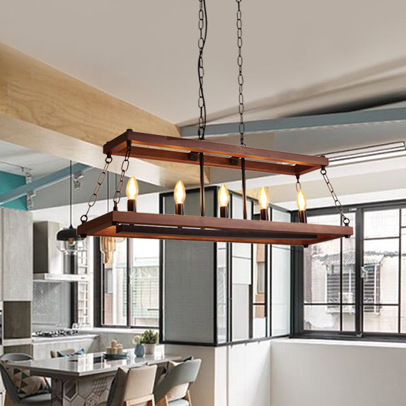 Trapezoid Wood Hanging Pendant Light Vintage 3/5 Lights Dining Room ...