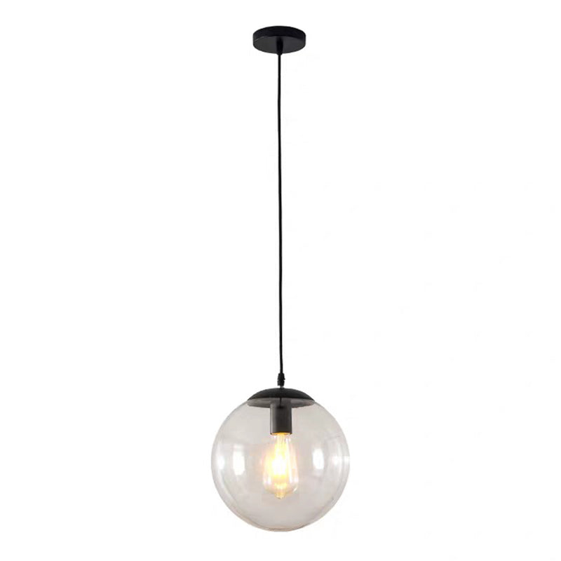 1 Light Round Hanging Ceiling Lights Industrial Style Glass Hanging ...