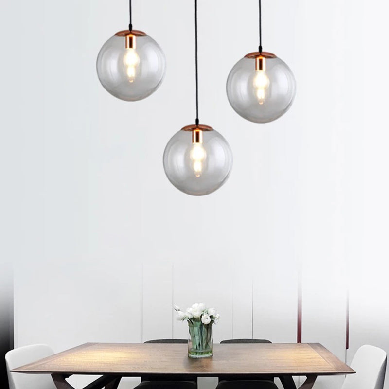 1 Light Round Hanging Ceiling Lights Industrial Style Glass Hanging ...