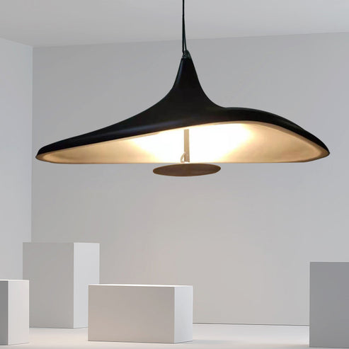 Black Hat Shaped Chandelier Light Fixture Art Deco Resin LED Pendant ...