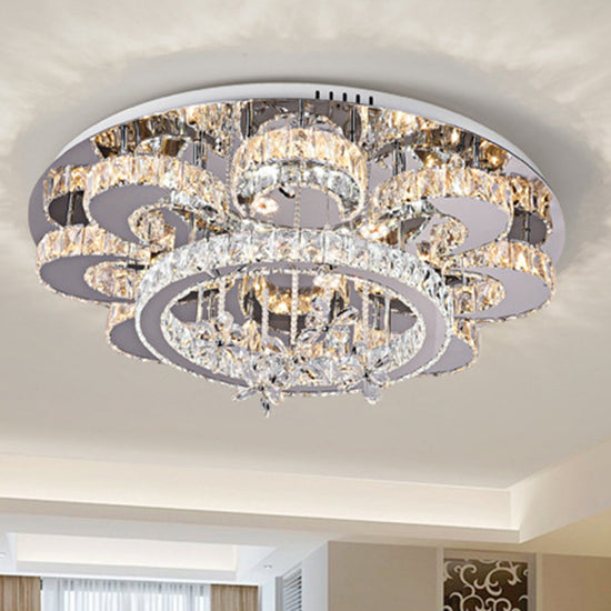 LED Flush Ceiling Light Modern Style Floral-Like Crystal Flush Mount ...
