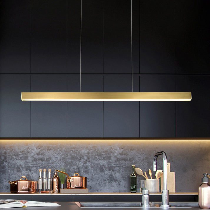 Rectangular Diner LED Suspension Lamp Metal Minimalist Linear Island ...