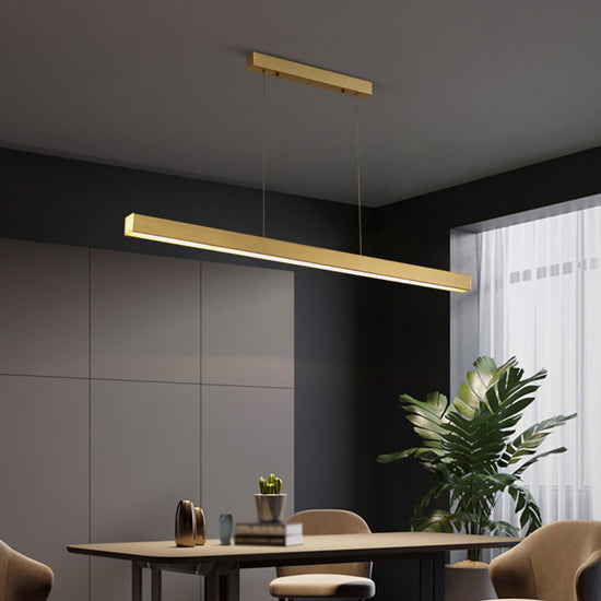 Rectangular Diner LED Suspension Lamp Metal Minimalist Linear Island ...