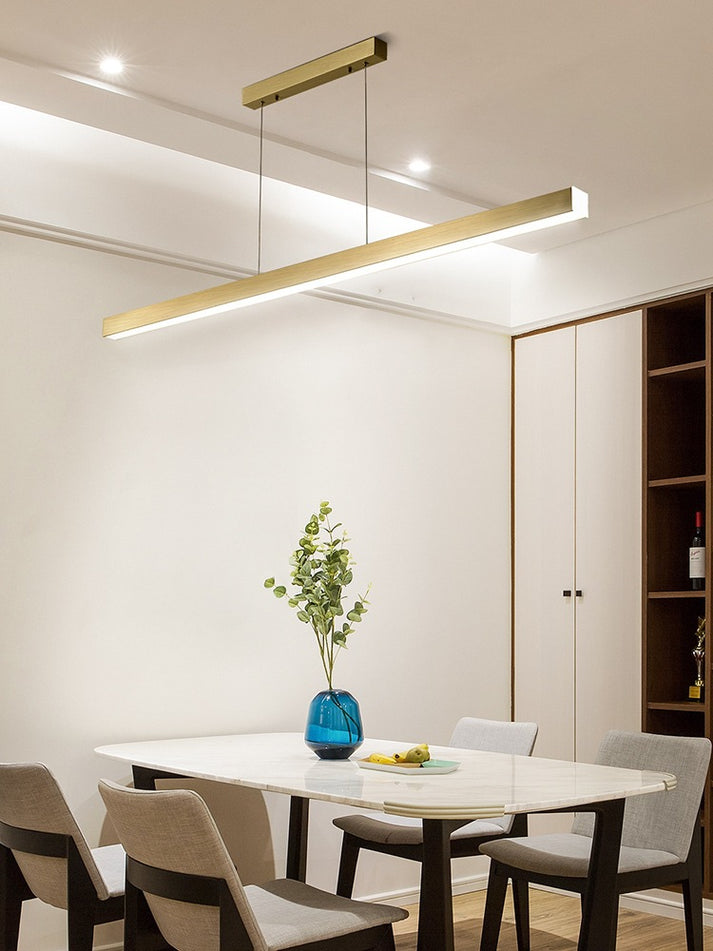 Rectangular Diner LED Suspension Lamp Metal Minimalist Linear Island ...