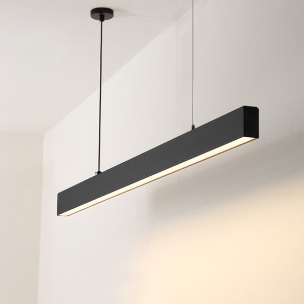 Matte Black Rectangular Island Lighting Simplicity Metal LED Hanging ...