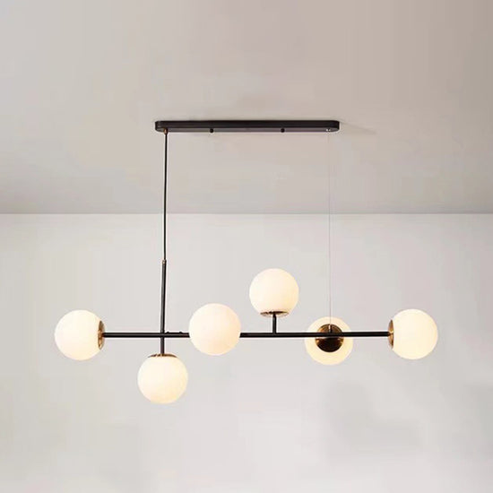Modern Minimalist Linear Island Ceiling Light Spherical Glass Shade ...