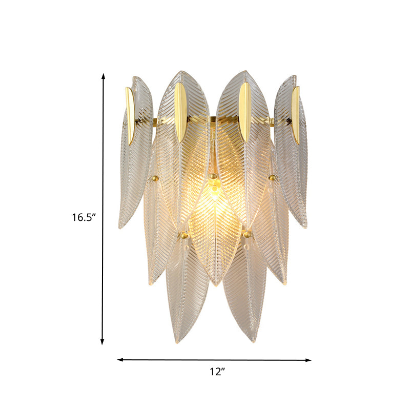 Prismatic Crystal Leaf Wall Sconce Light Minimalist 2 Lights Gold Wall ...