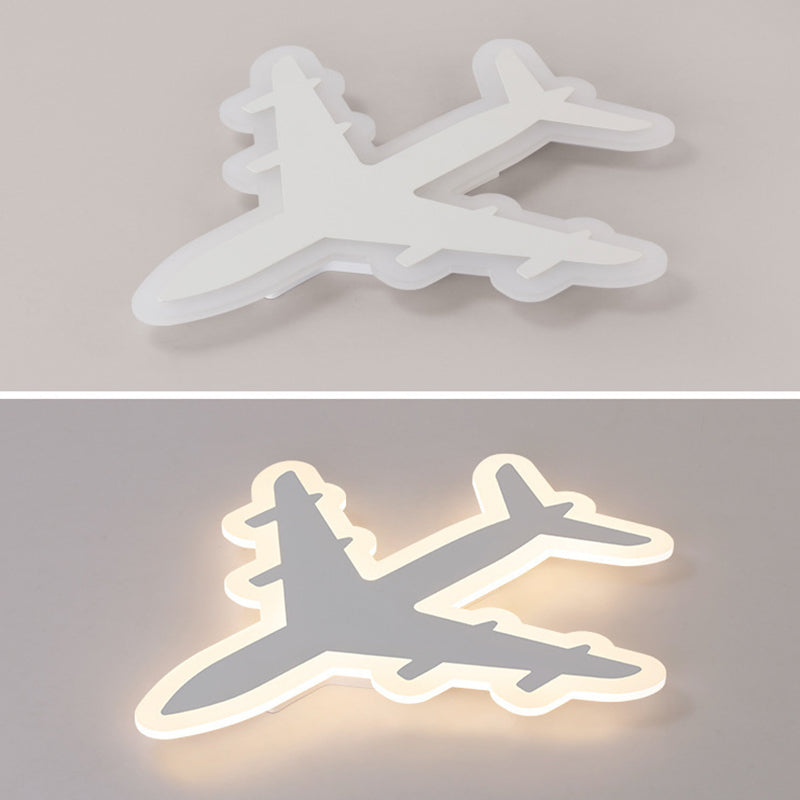 White Airplane Flush-Mount Light Fixture Minimalist LED Acrylic Ceiling ...