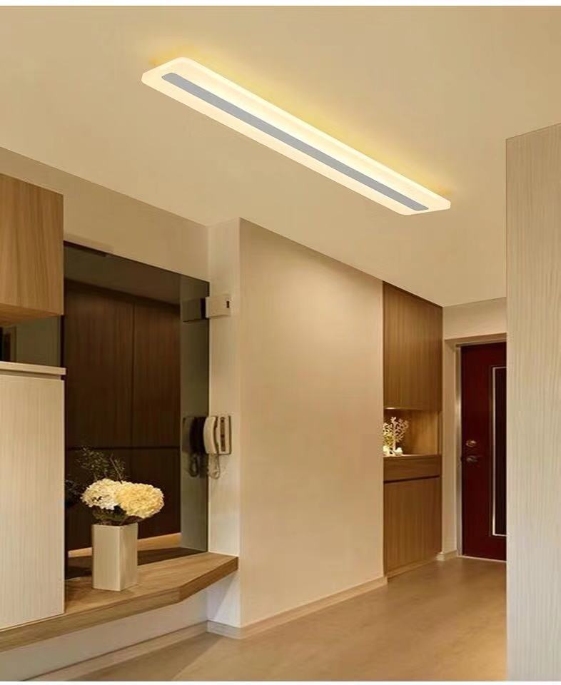 Acrylic Linear Flush Mount Ceiling Light Fixture Minimalist LED White ...