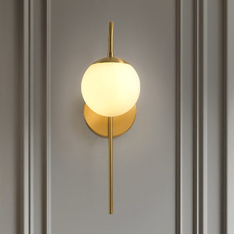 Sphere Wall Mounted Lamp Minimal Frosted Glass 1 Bulb White Sconce ...