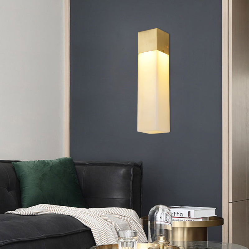 Minimalist Cuboid Wall Light Single Light Textured White Resin Sconce ...