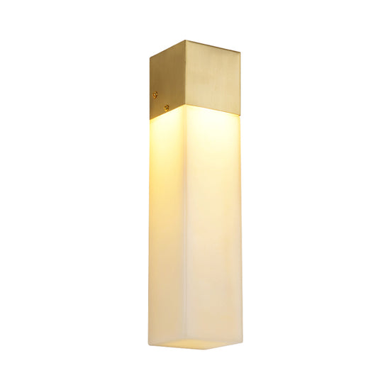 Minimalist Cuboid Wall Light Single Light Textured White Resin Sconce ...