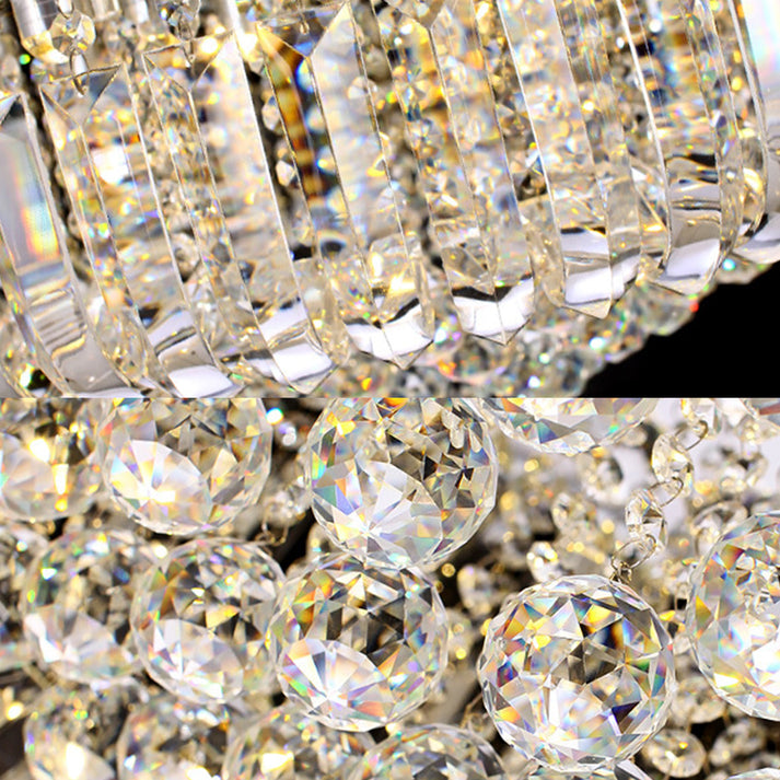 Clear Faceted Crystal Drum Ceiling Light Fixture Modern LED Flush Mount ...