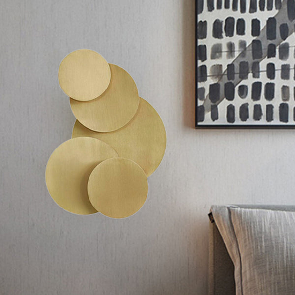 Metallic Disc Wall Mounted Lighting Minimalist 2-Light Brass Finish ...