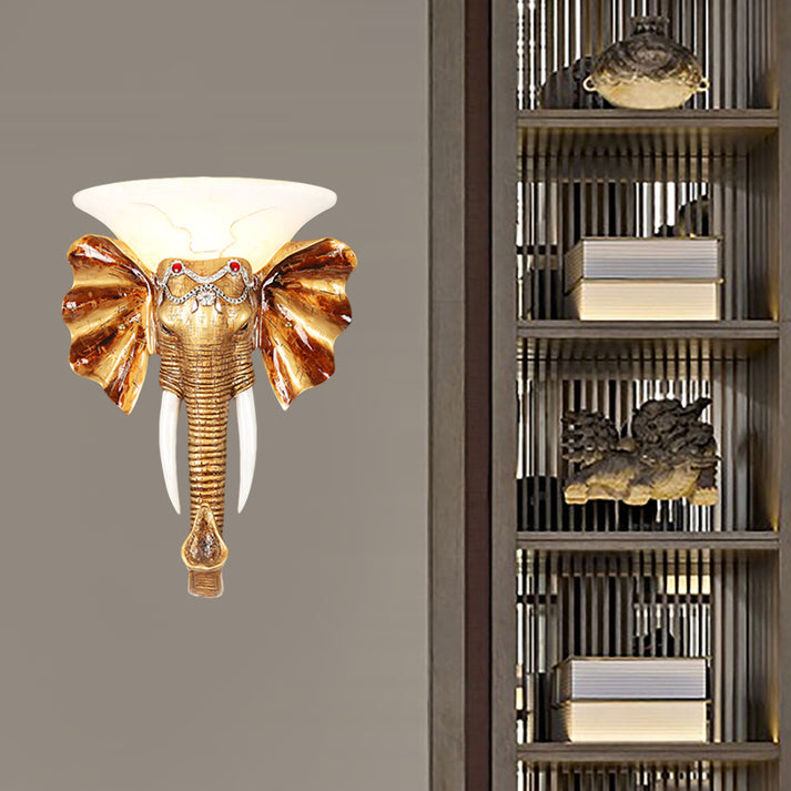 12.5"/17" W Resin Elephant Flush Wall Sconce Exquisite Colonial 1 Bulb ...