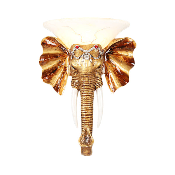 12.5"/17" W Resin Elephant Flush Wall Sconce Exquisite Colonial 1 Bulb ...