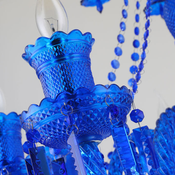 Blue Candelabra Chandelier Light Modernism 8 Heads Crystal Pendant ...