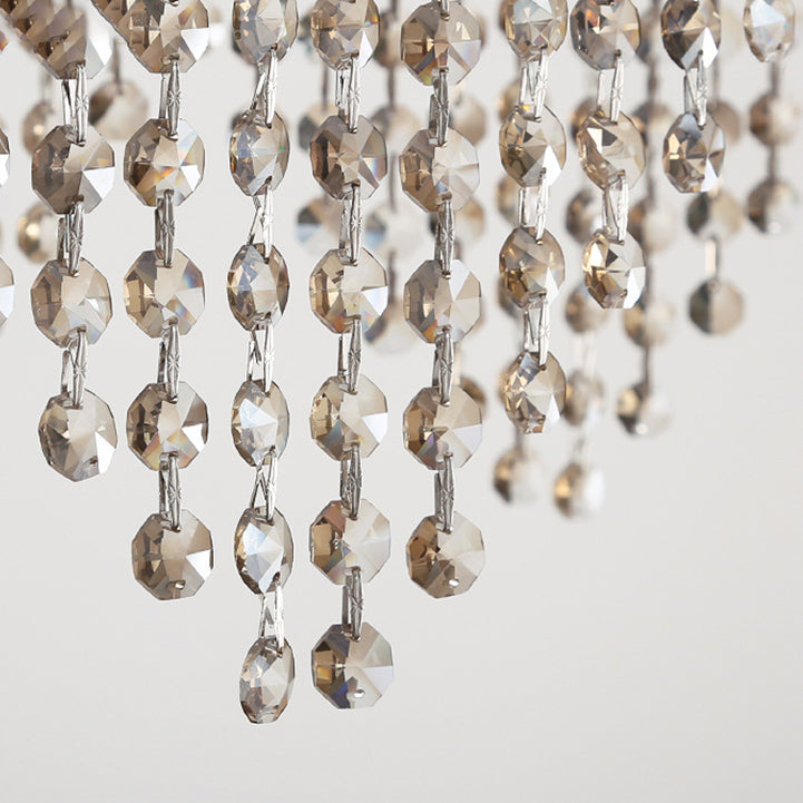 Crystal Strand Curved Island Pendant Simple Style Silver LED Ceiling ...
