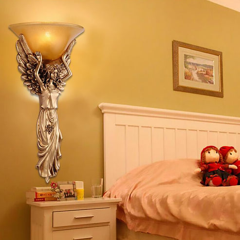 Amber Glass Bowl Wall Lamp Modern Style 1 Light Bedroom Wall Sconce ...