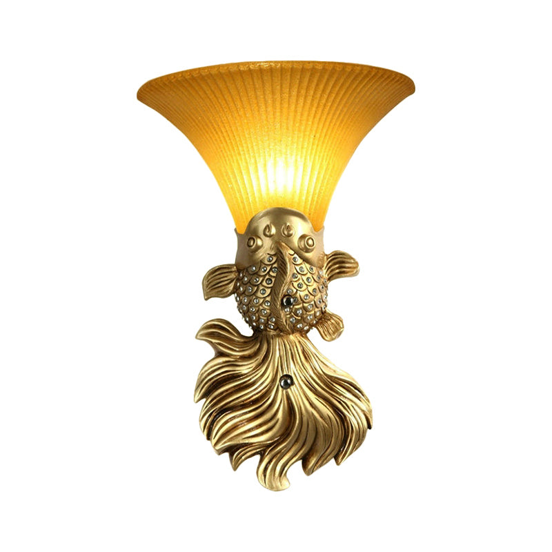 Red/Gold 1 Light Wall Sconce Fixture Lodge Stylish Resin Fish Shape ...