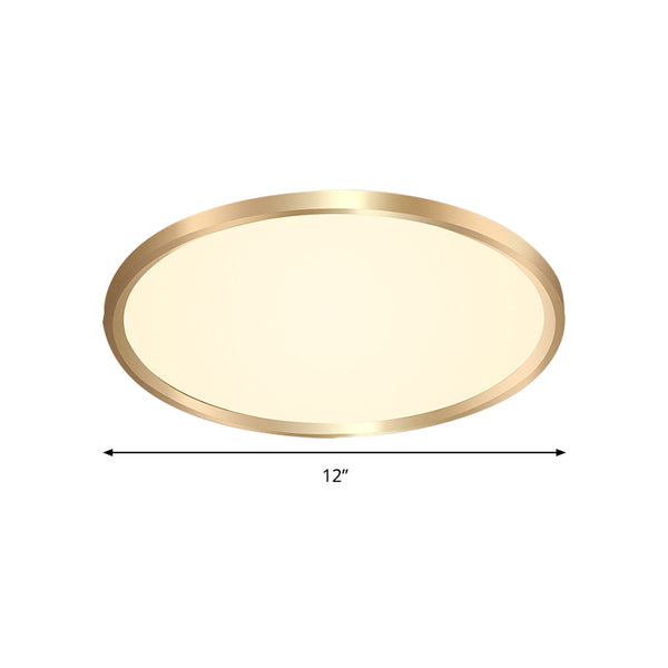 Gold Disk Flush Mount Lighting Simple Style Metal LED Ceiling Light in ...