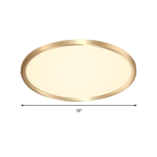 Gold Disk Flush Mount Lighting Simple Style Metal LED Ceiling Light in ...