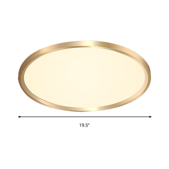 Gold Disk Flush Mount Lighting Simple Style Metal LED Ceiling Light in ...