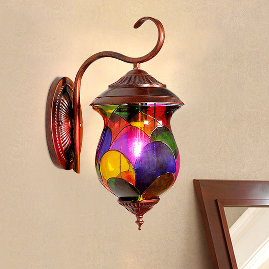 Weathered Copper Urn Shaped Wall Lighting Fixture Vintage Metal 1 Light ...