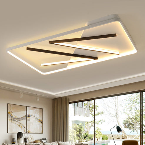 Acrylic Double V-Shape Ceiling Lamp Modern Black and White LED Flush ...