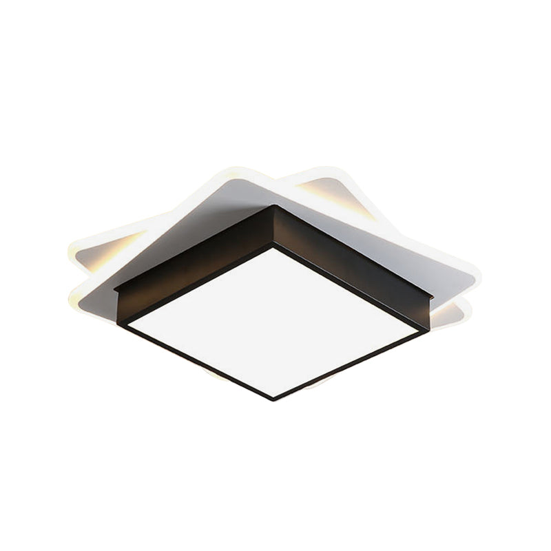 Black Square Flush Mount Light Contemporary Acrylic LED Ceiling Light ...