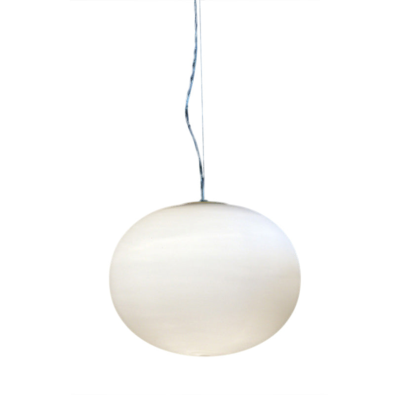 White Glass Oval Pendant Lamp Minimalist 1 Head 9.5"/18" Wide Hanging ...