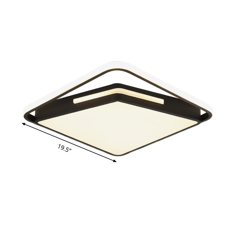 16"/19.5" Wide Metal Square Ceiling Mount Light Fixture Contemporary ...