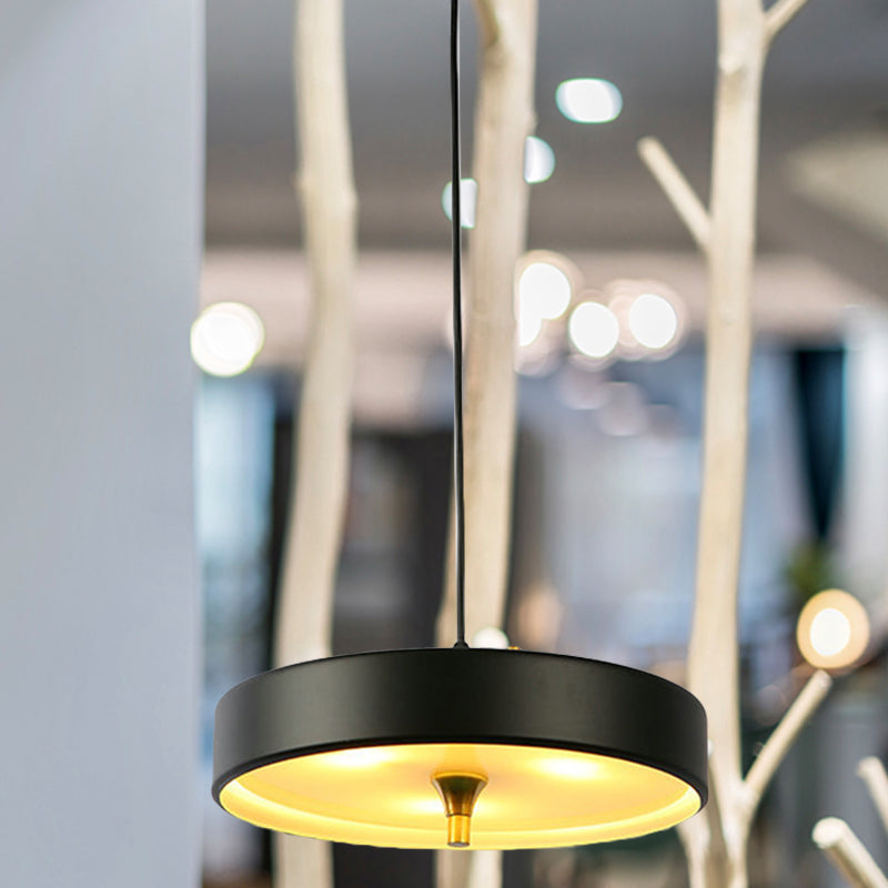 Modern Disk Pendant Light Fixture Blue/White/Black Metal 1 Light ...