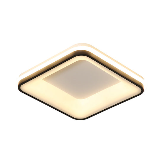 Square Frame Flush Mount Lamp Minimalist Acrylic Black LED Ceiling ...