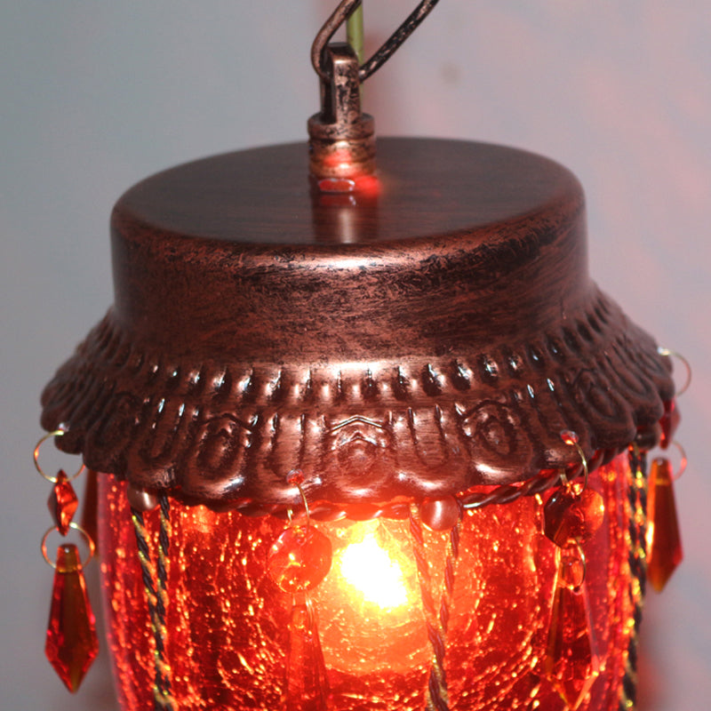 Conical Red/Yellow/Blue Glass Pendant Light Fixture Vintage Style 1 ...