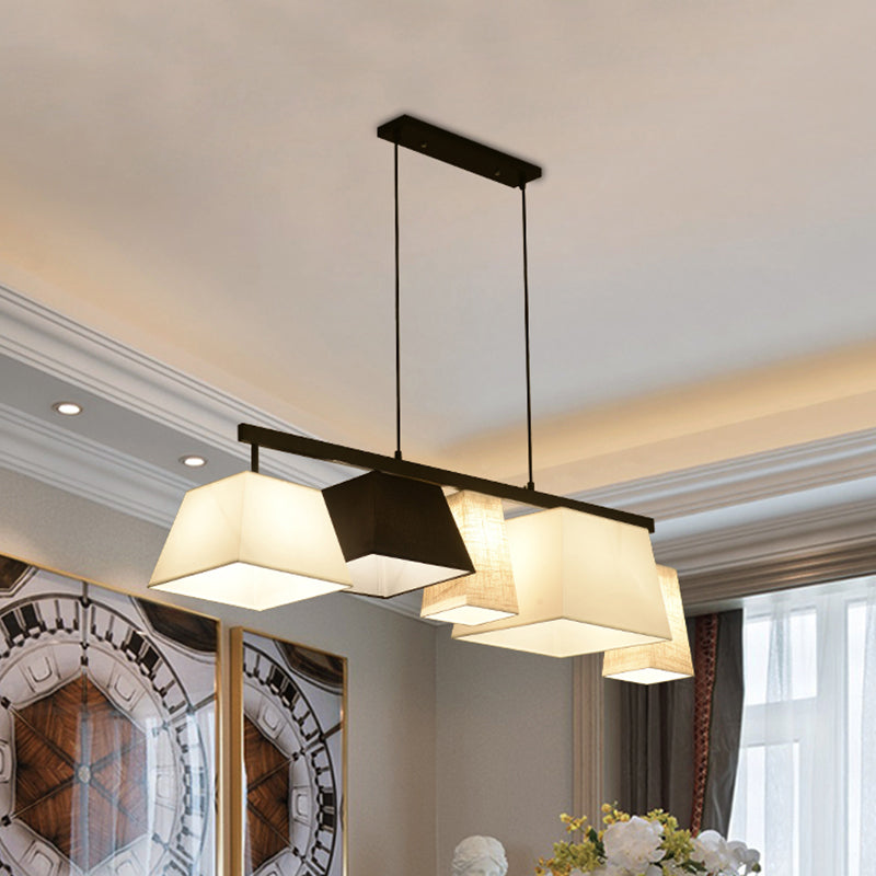 Fabric Trapezoid Hanging Lamp Kit Contemporary 3/5 Lights Black and ...