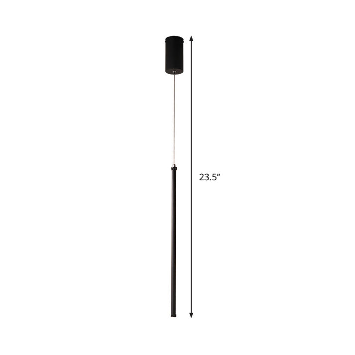 Tubular Pendant Light Fixture Minimalist Metal Black LED Hanging ...
