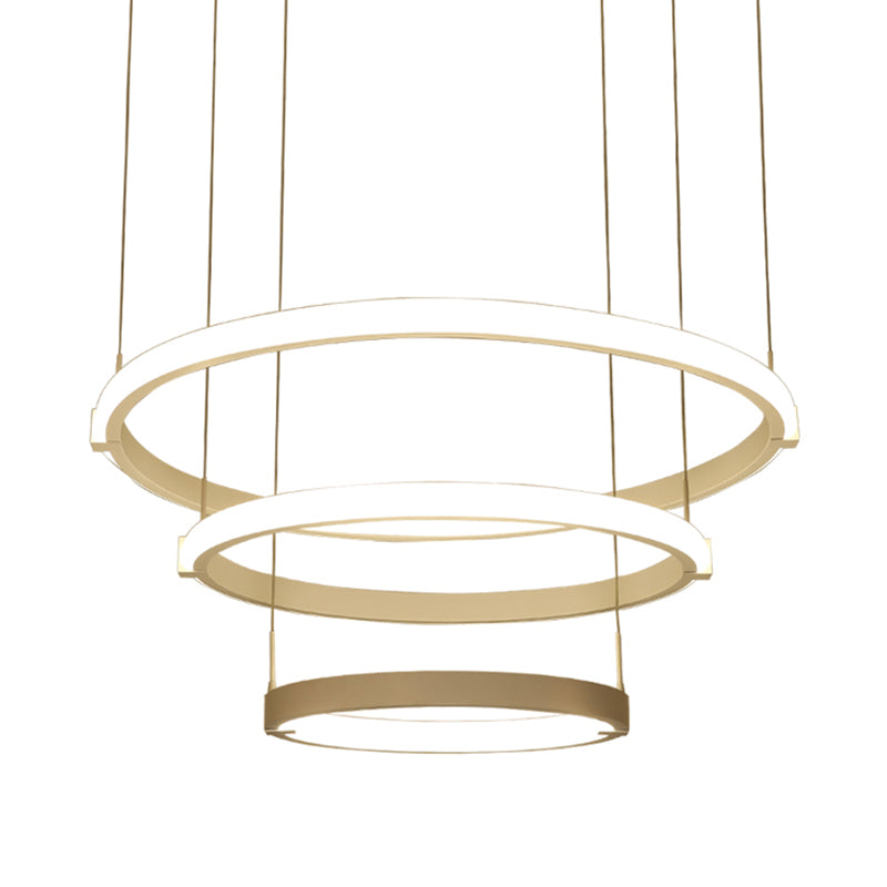 White Double Ring/Three Rings Chandelier Lighting Simple Style White ...